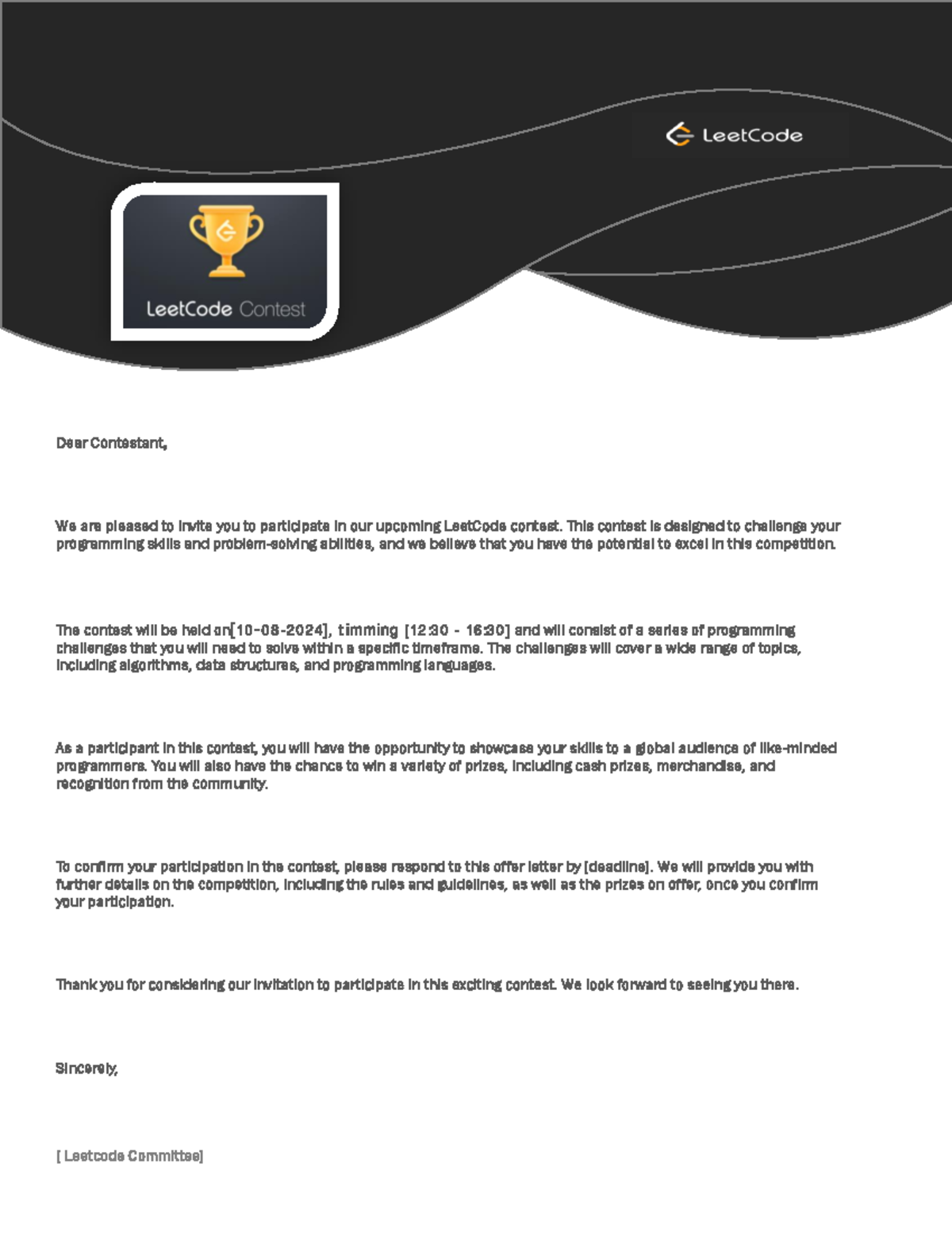 Leetcode Official A Assignment For Coding Assessment Dear Contestant We Are Pleased To