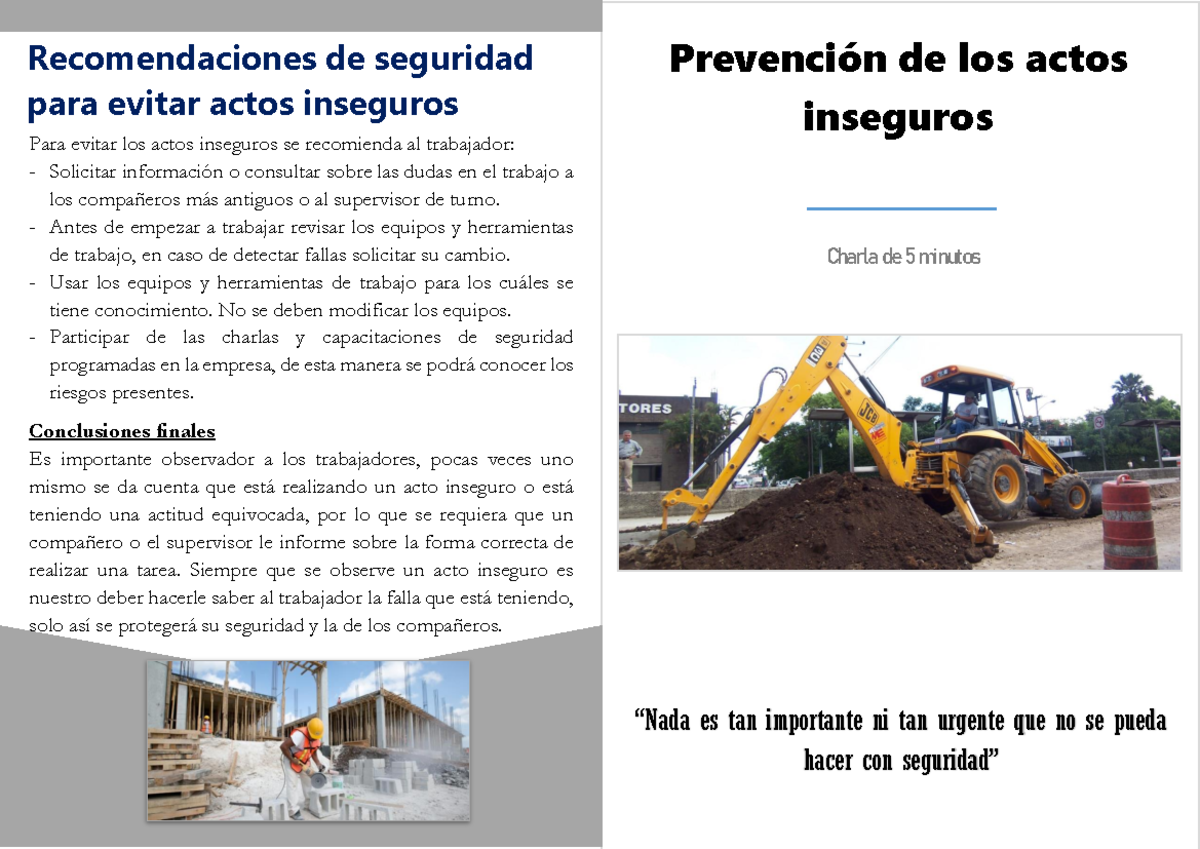 La prevencion de los actos inseguros - lasasasdasdasdasdasd PrevenciÛn ...