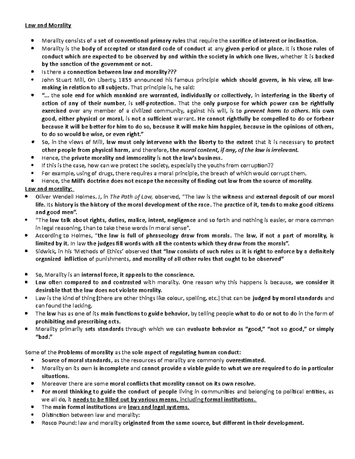 Law and Morality - Law and Morality Morality consists of a set of ...