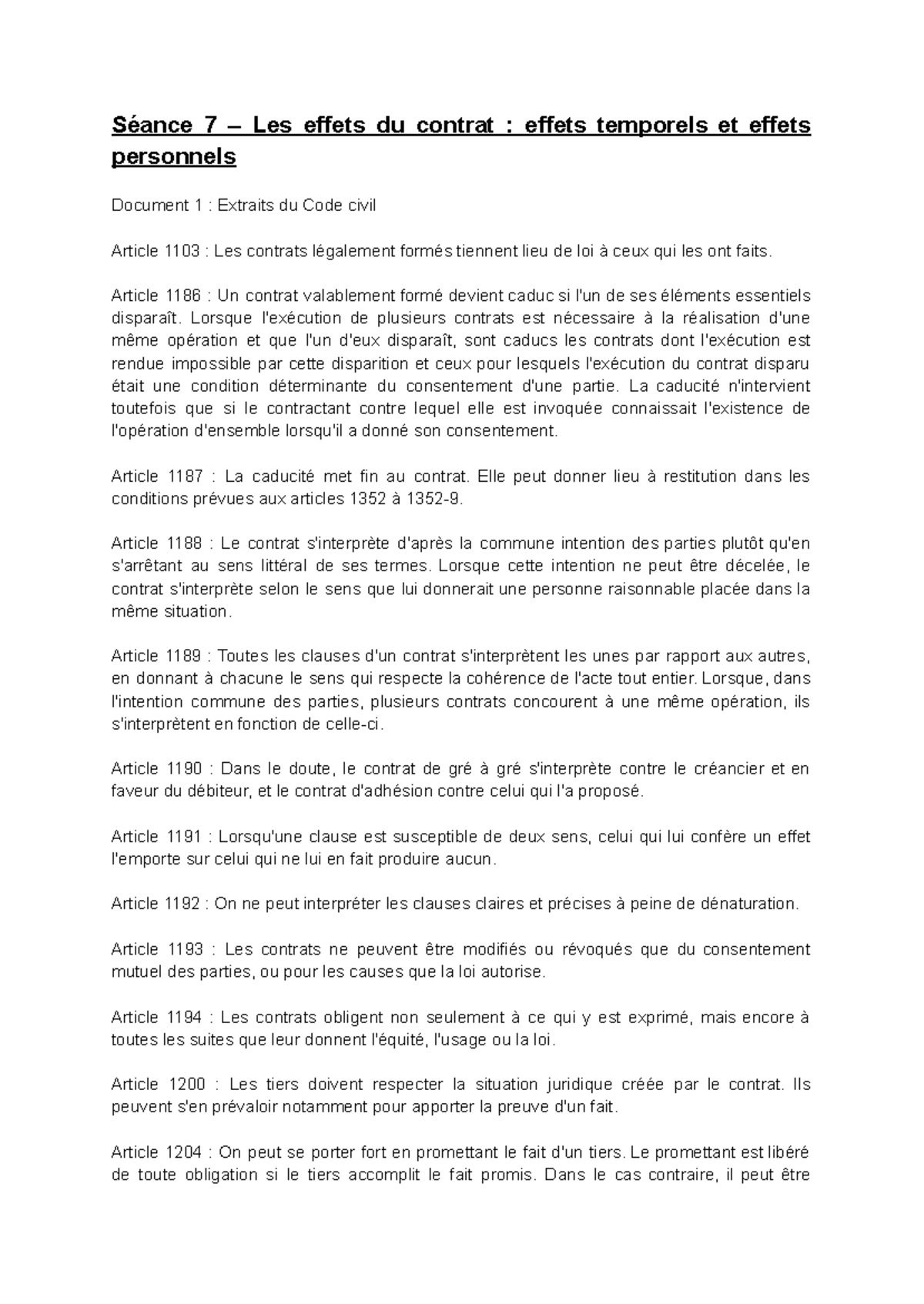 Séance 7 – Les effets du contrat effets temporels et effets personnels ...