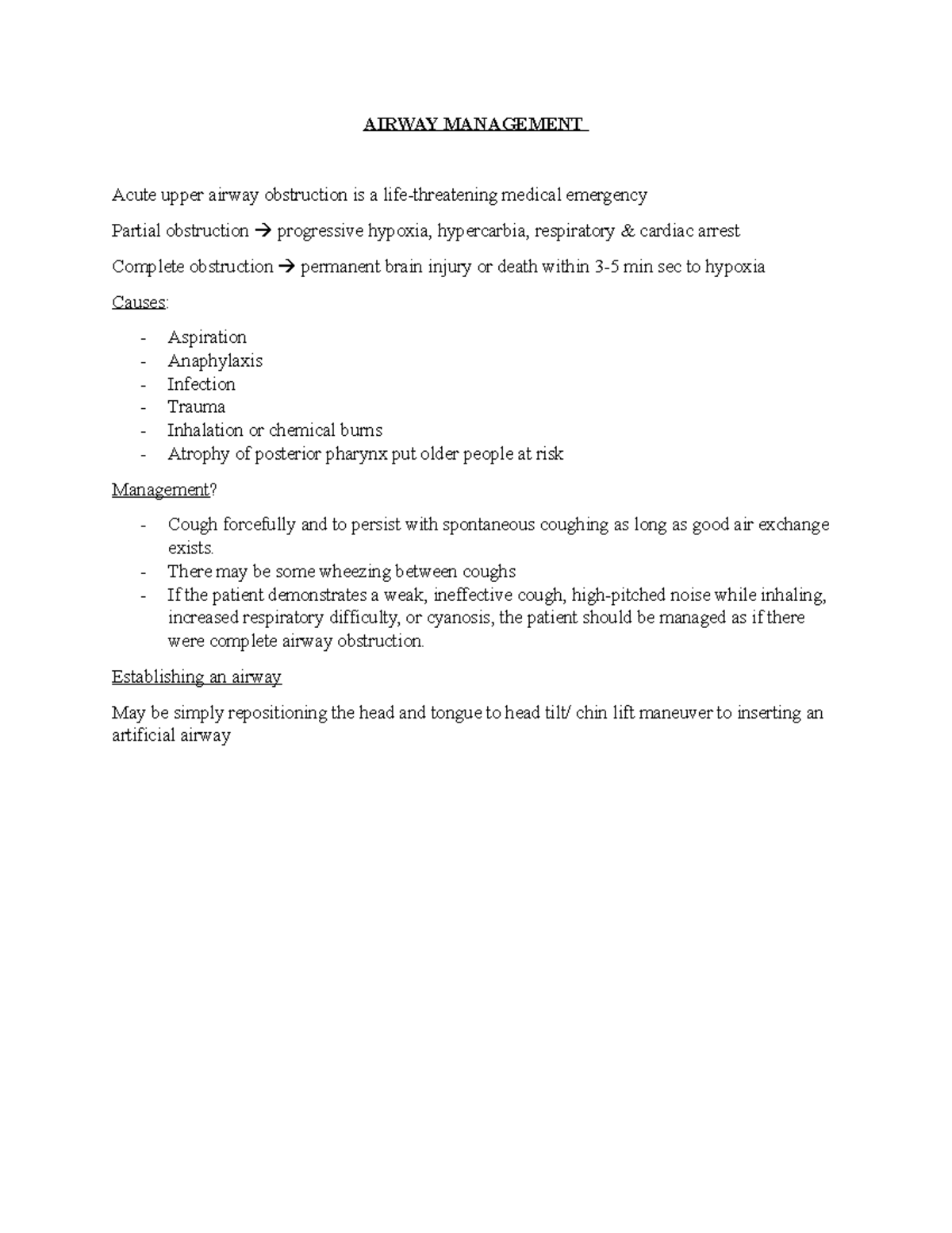 Airway Management & ETT - AIRWAY MANAGEMENT Acute upper airway ...