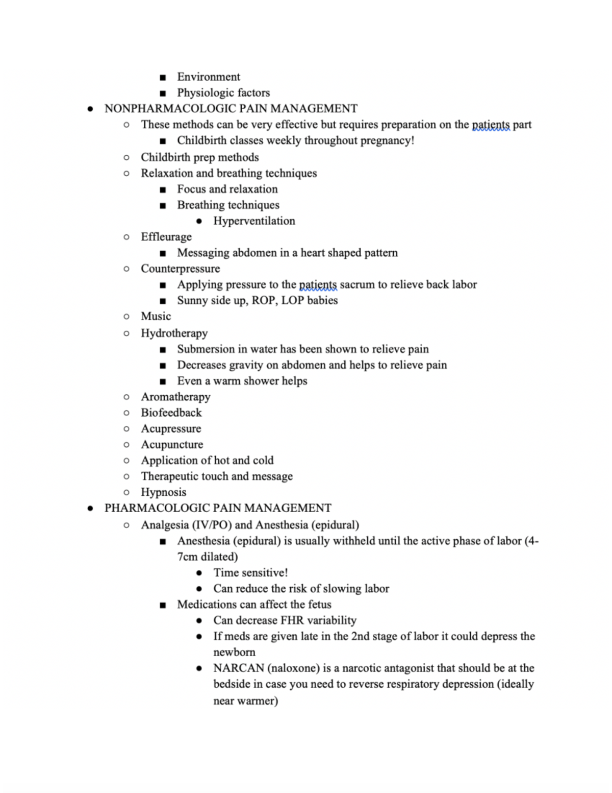 Pain during childbirth notes page 2 - NURS 326 - Studocu