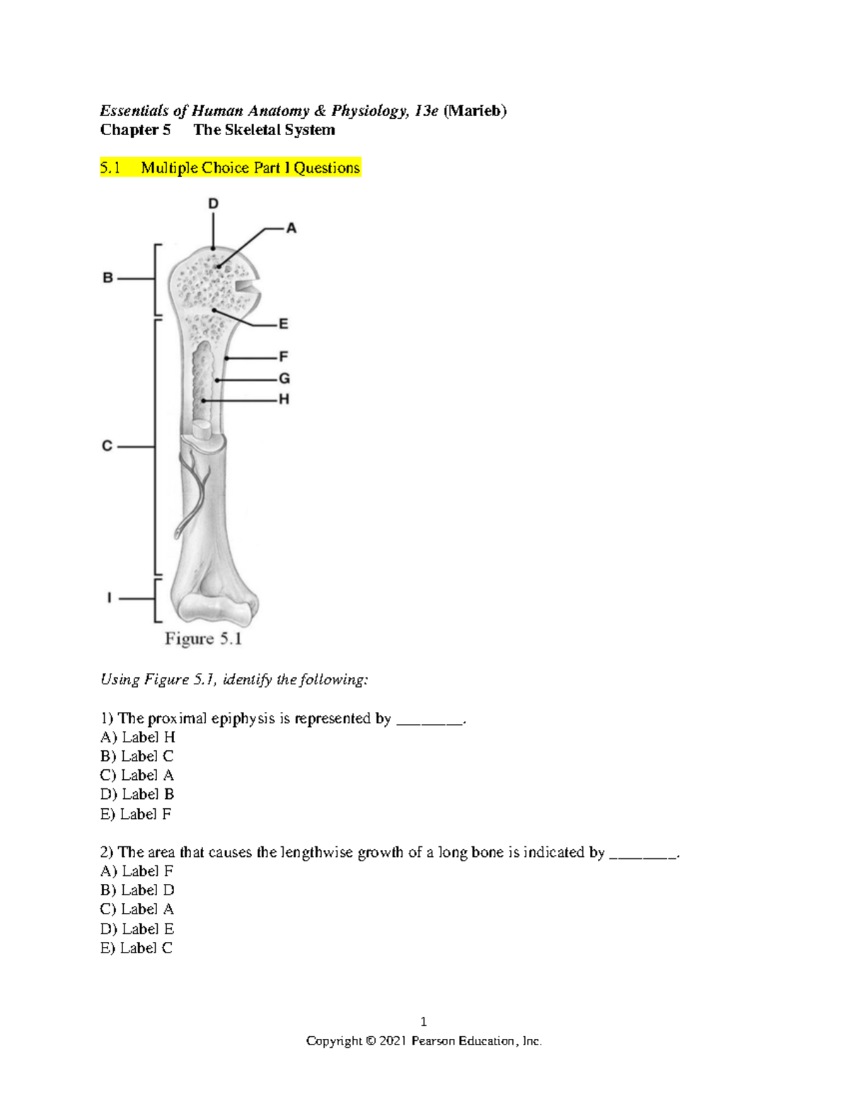 Skeletal system revision Q&A - 1 Essentials of Human Anatomy ...