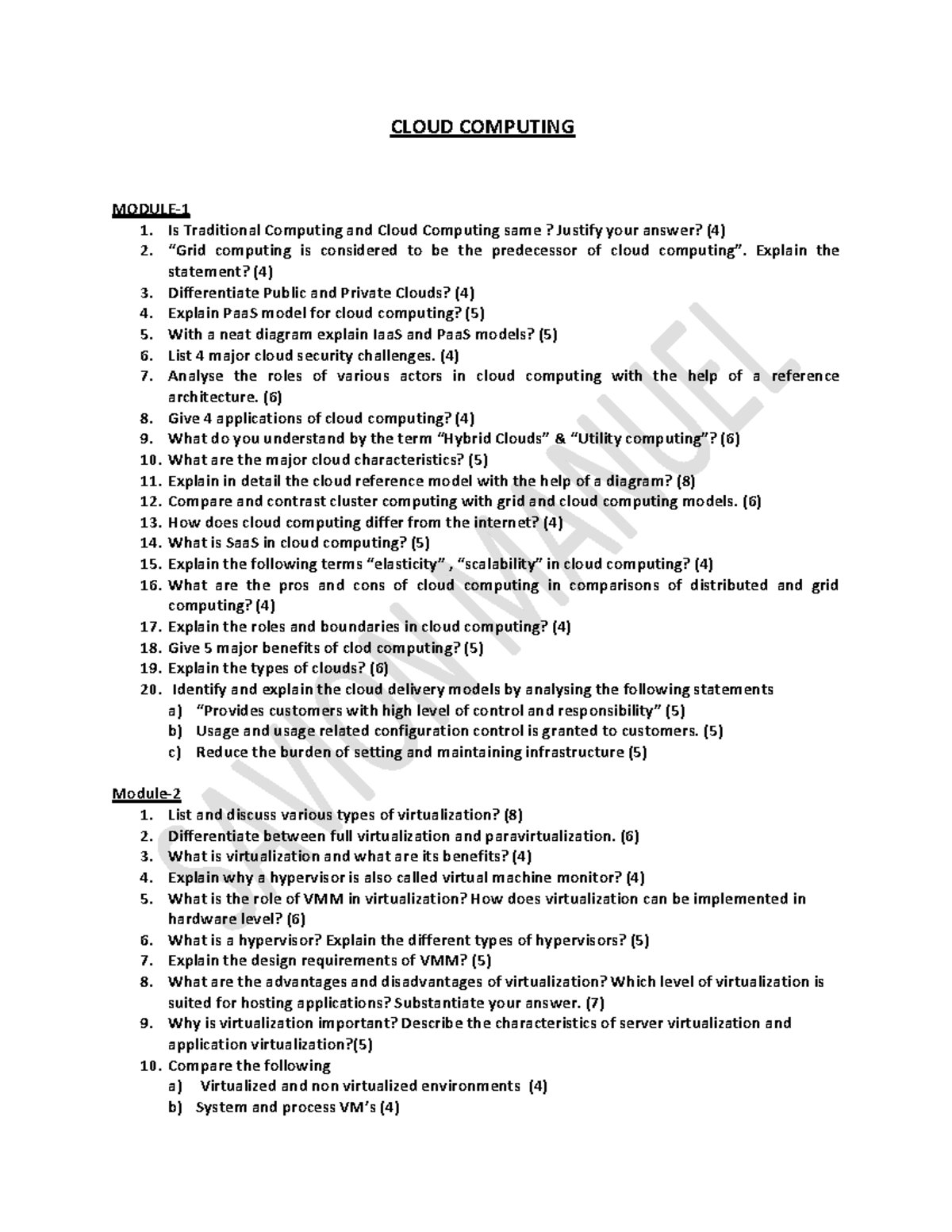 Cloud Computing ques bank - CLOUD COMPUTING MODULE- Is Traditional ...