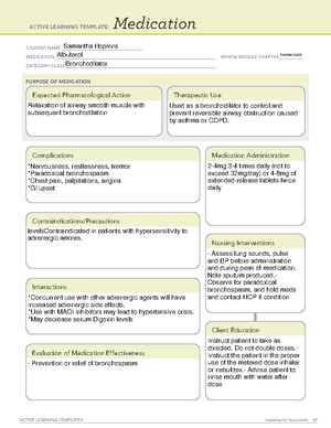 ATI Templates Medication and Diagnostic - ACTIVE LEARNING TEMPLATES ...