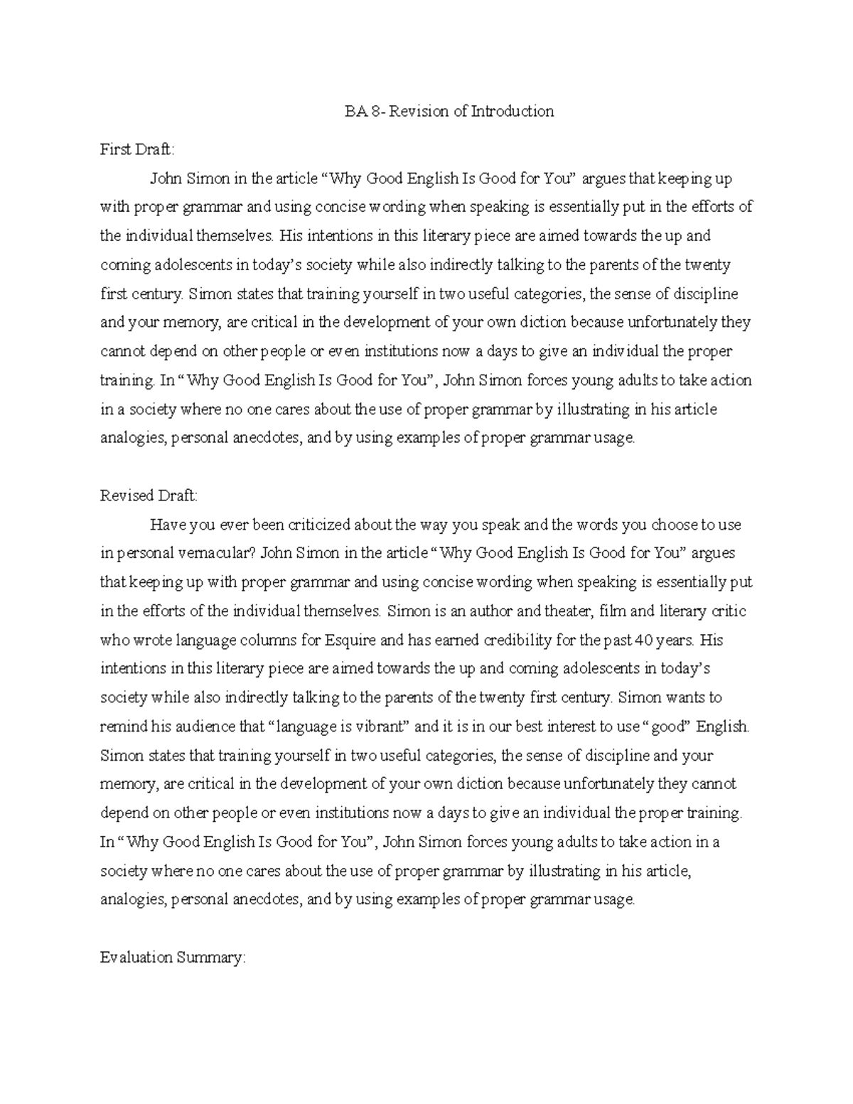 BA8- revision of introduction - BA 8- Revision of Introduction First ...