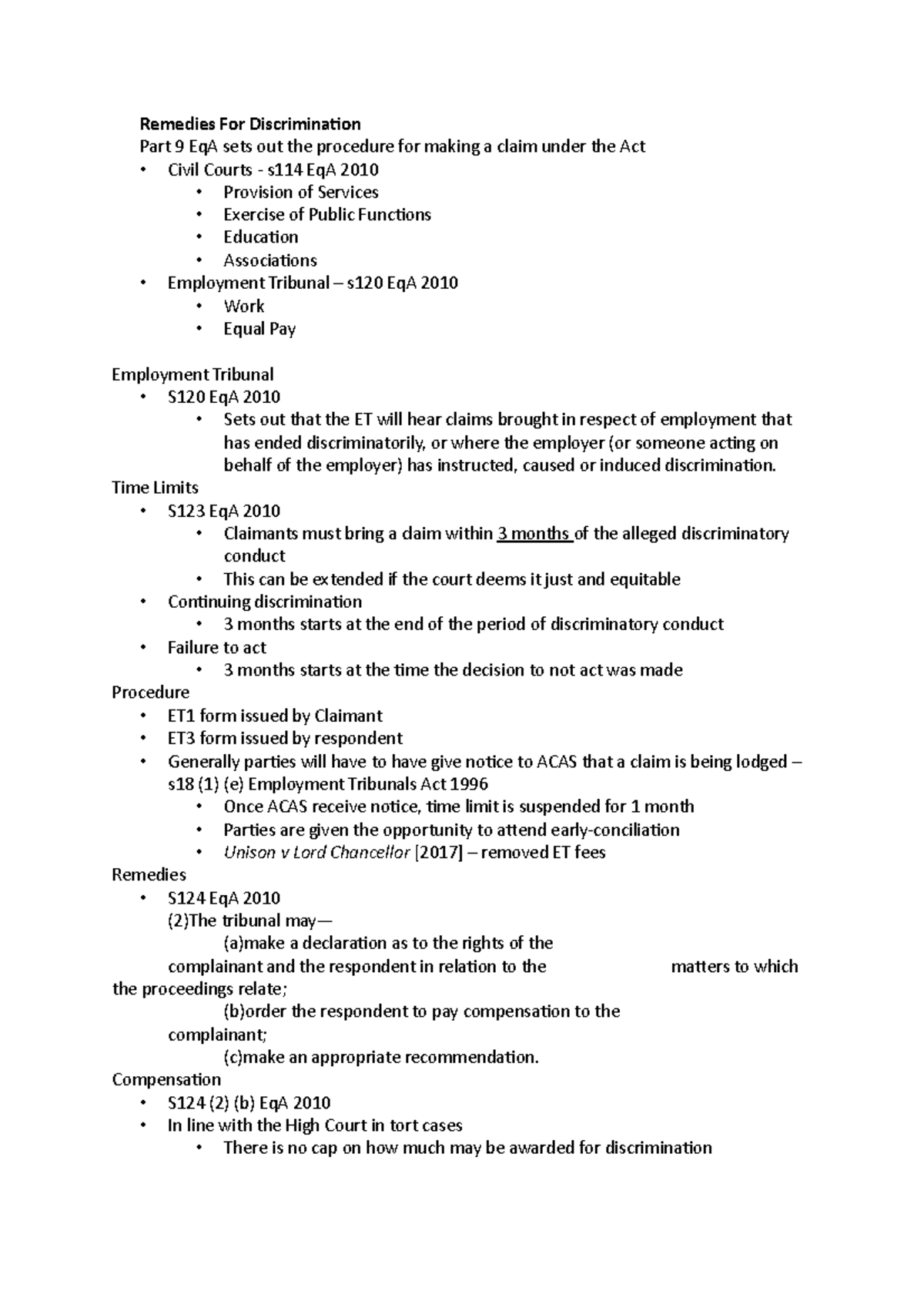Remedies For Discrimination - Time Limits - S123 EqA 2010 - Claimants ...