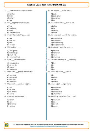 English Level Test PRE- Intermediate 2A - It ___ when they went out. A ...