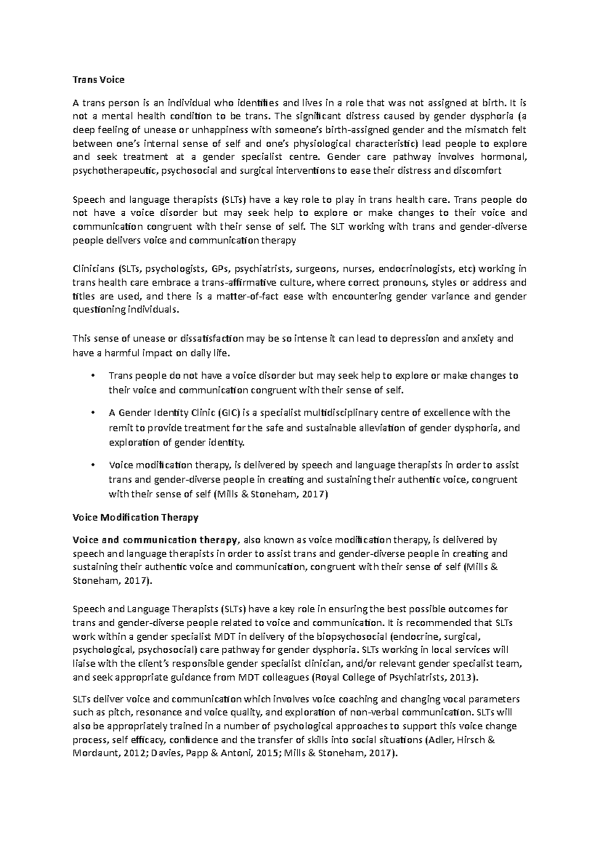 Voice Modification Therapy - Trans Voice A trans person is an ...