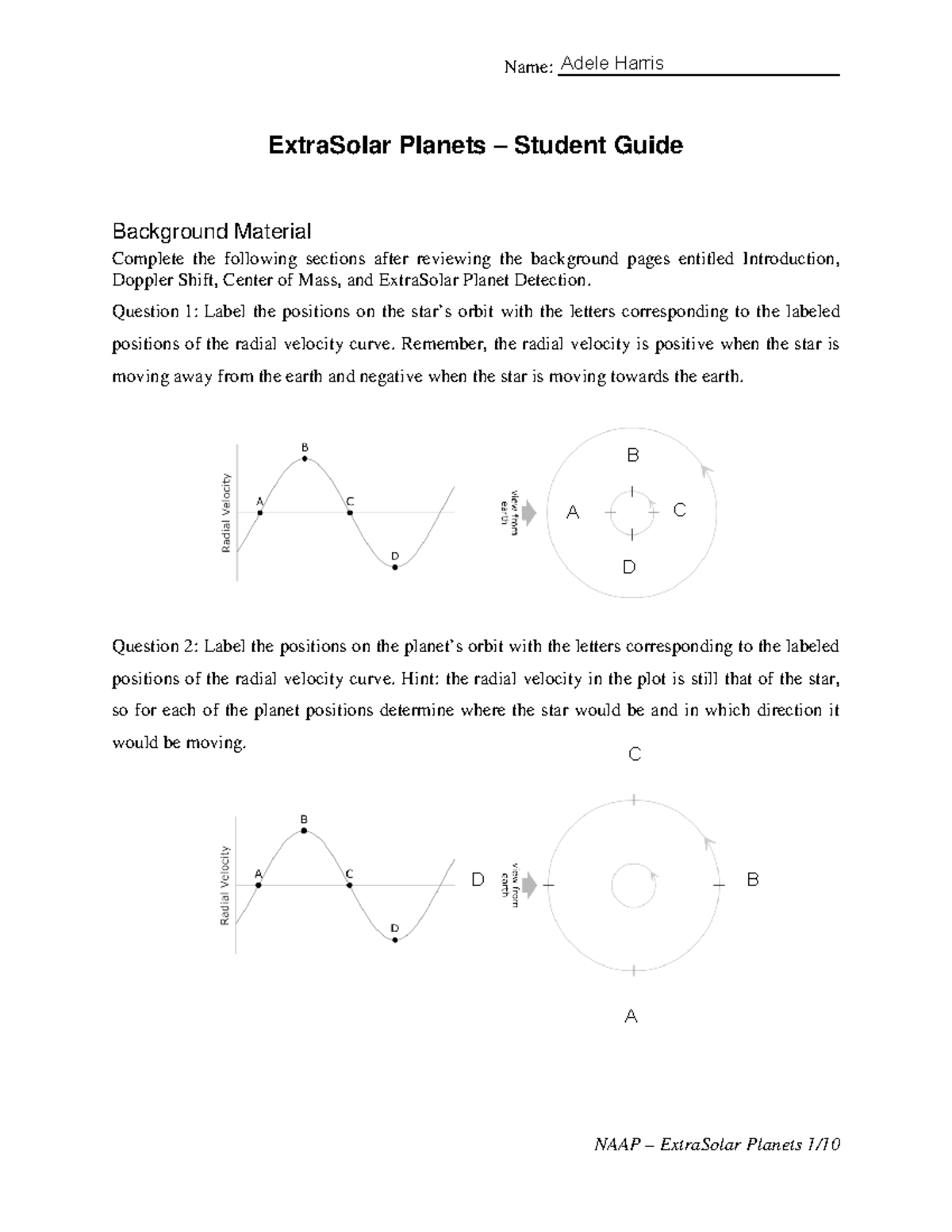 Naap esp sg - Naap esp sg - Name: ExtraSolar Planets – Student Guide Background Material ...