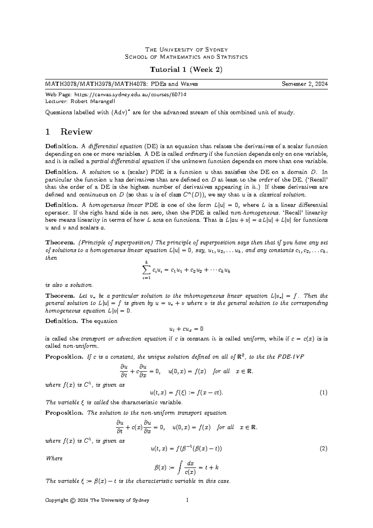 Tutorial 01 - The University of Sydney School of Mathematics and ...