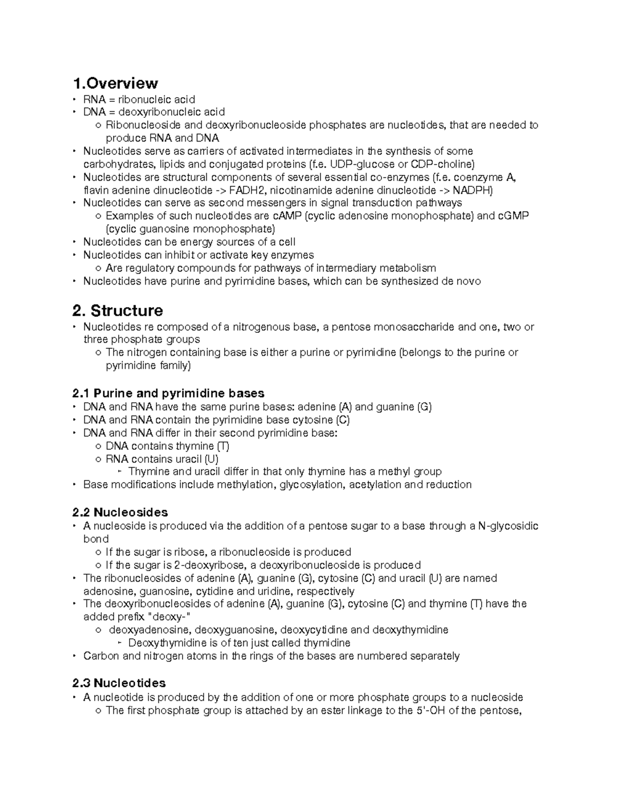 Nucleotide metabolism - book - 1 RNA = ribonucleic acid • DNA ...