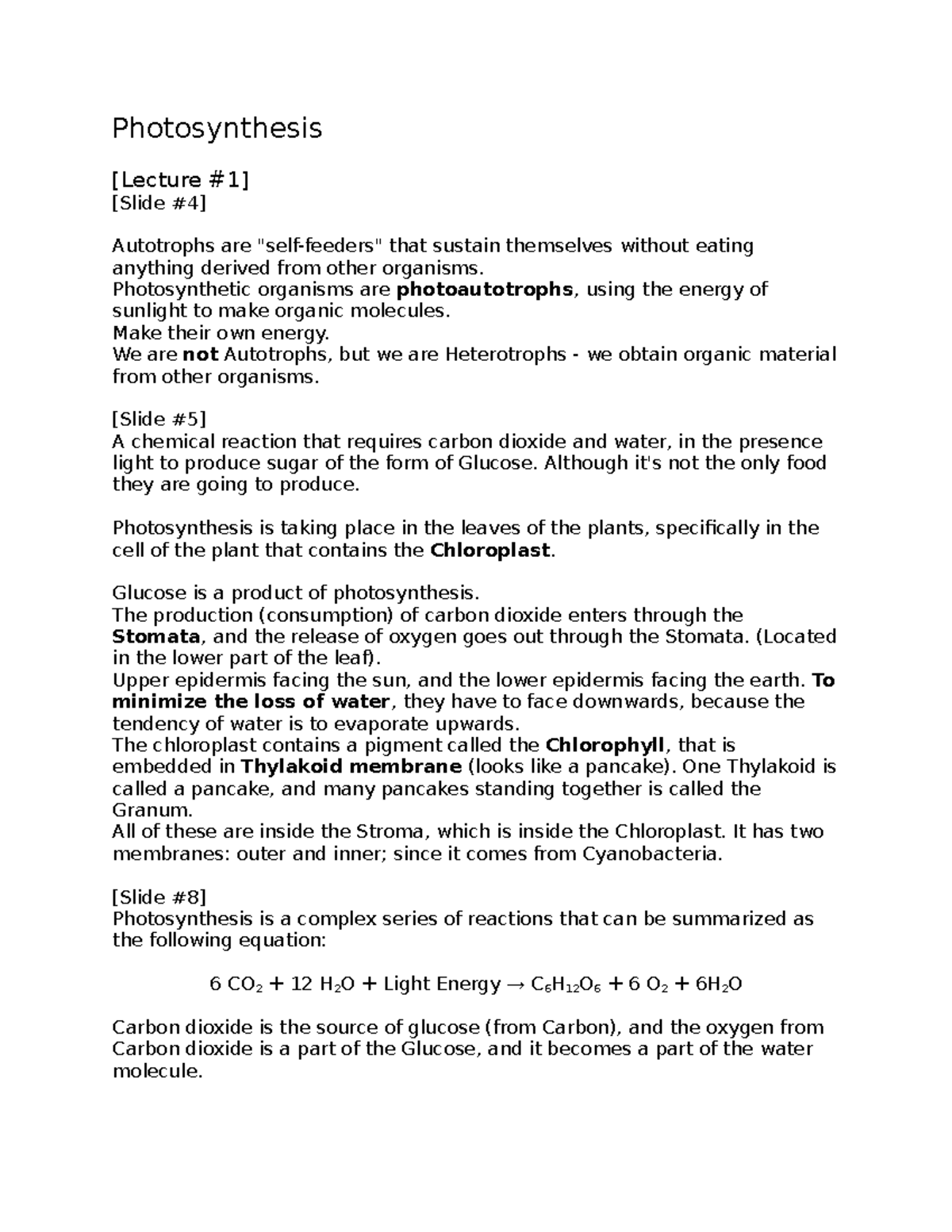 C10 - Photosynthesis - Chapter 10 - Photosynthesis [Lecture #1] [Slide ...