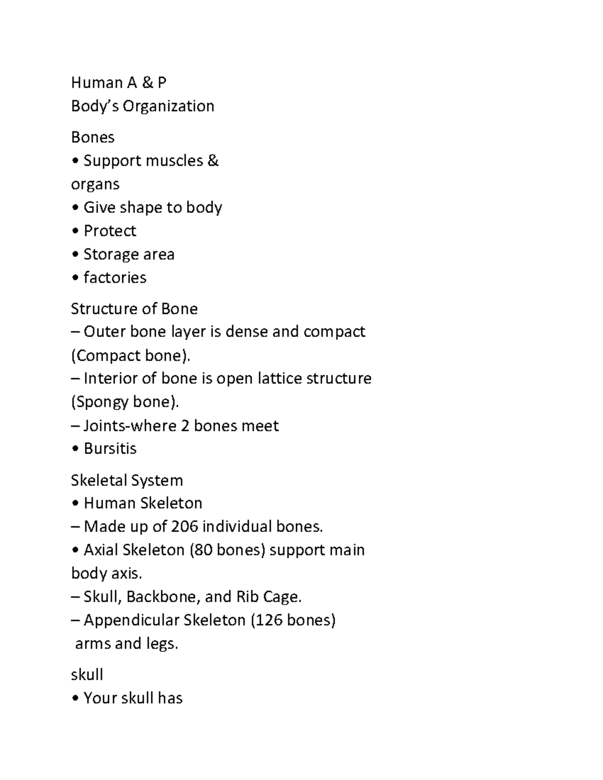 Document 37 (34) - lecture notes - Human A & P Body’s Organization ...