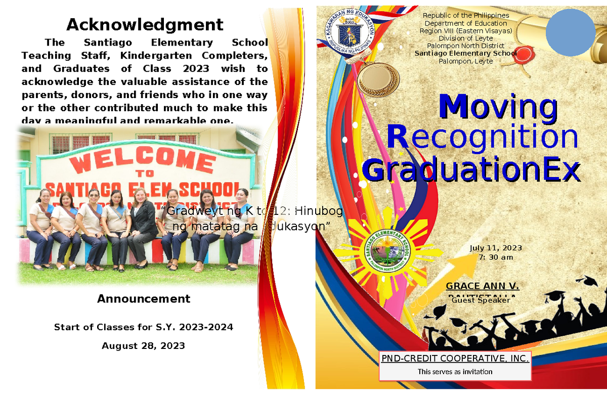 Graduation Program 2023 - Republic of the Philippines Department of ...