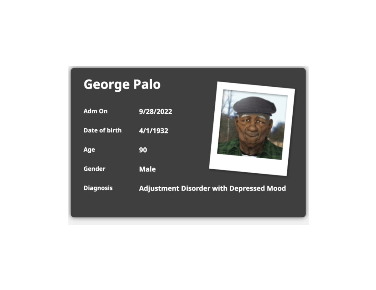 Mental Health Case-George Palo - NU2506C - Correct Selection is: