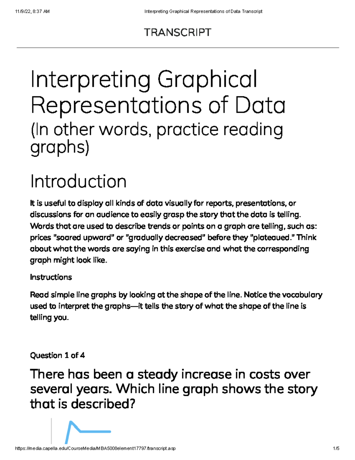 Activity Interpreting Graphical Representations Of Data Transcript Transcript Interpreting