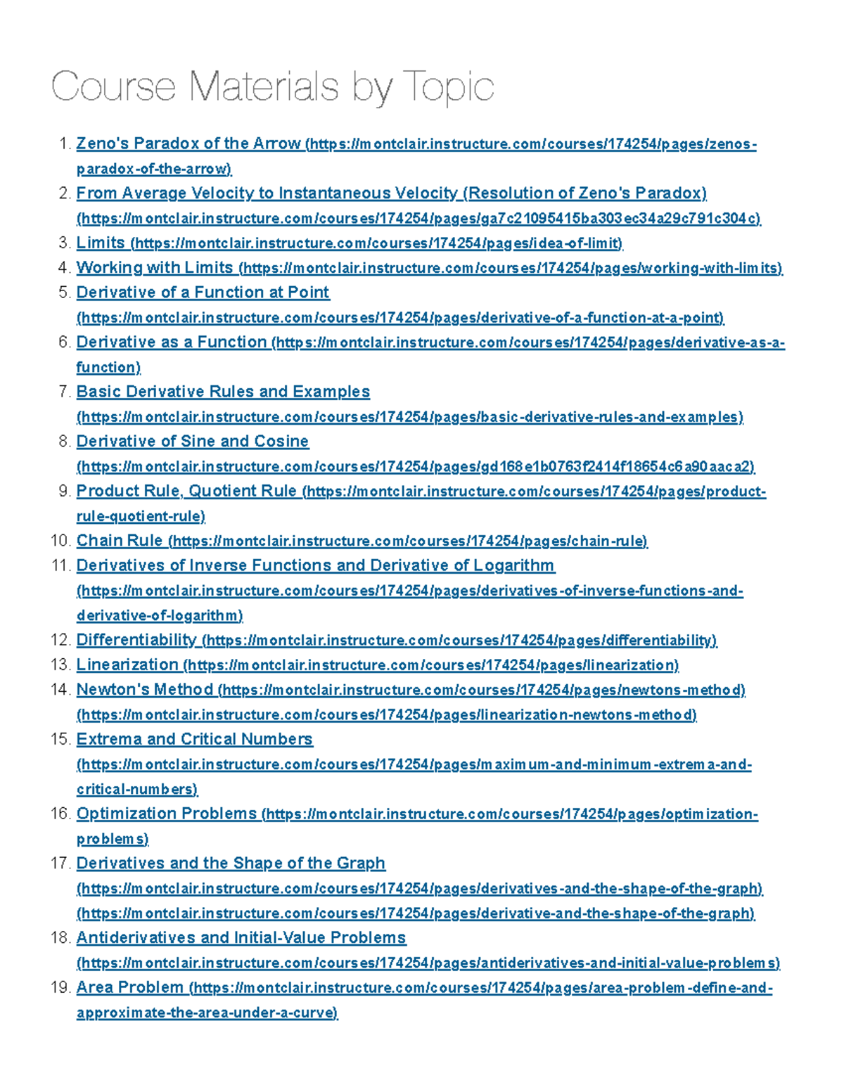 Course Materials by Topic AMAT120 06FA23 Applied Calculus A - Course ...