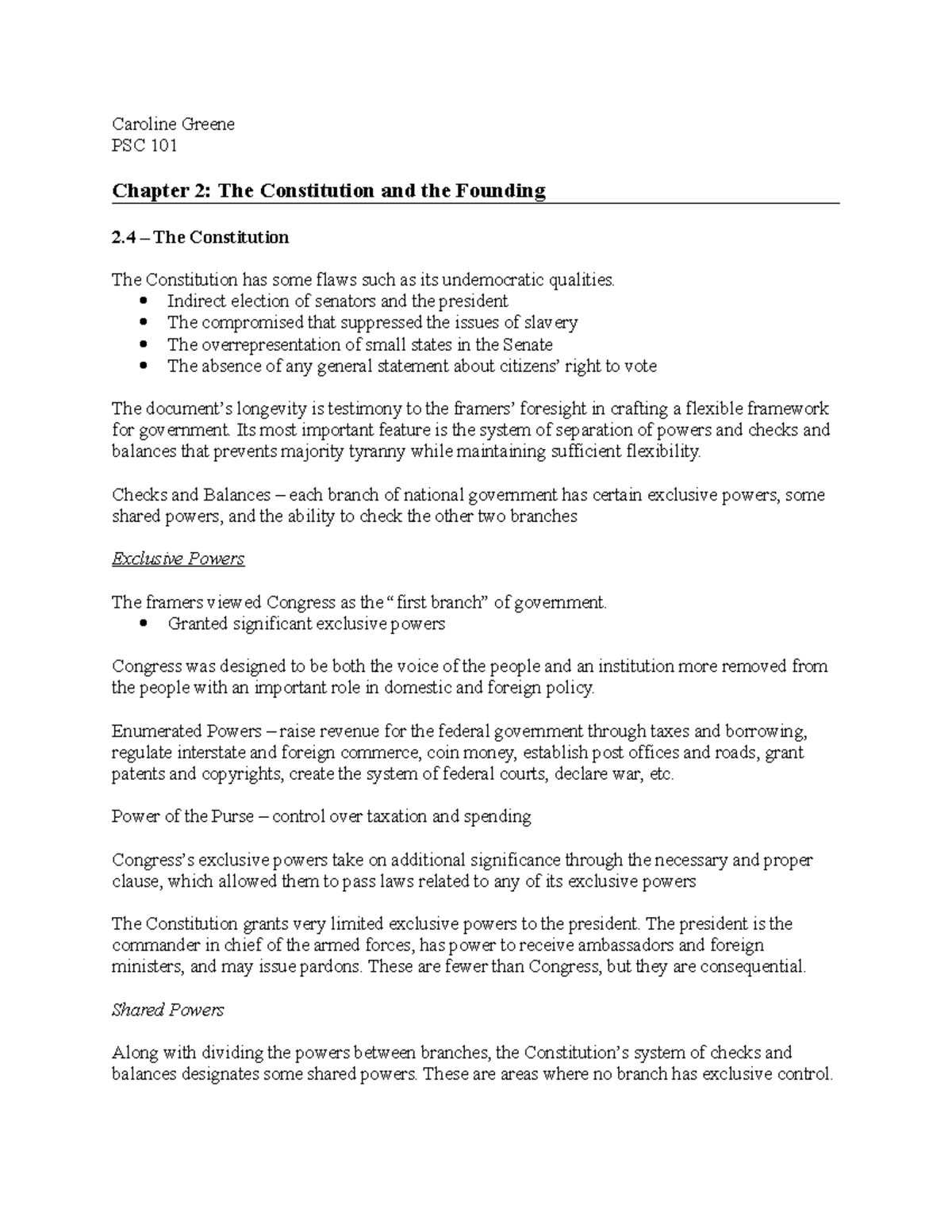 2.4 - The Constitution - Instructor Marci Turner - Caroline Greene PSC ...