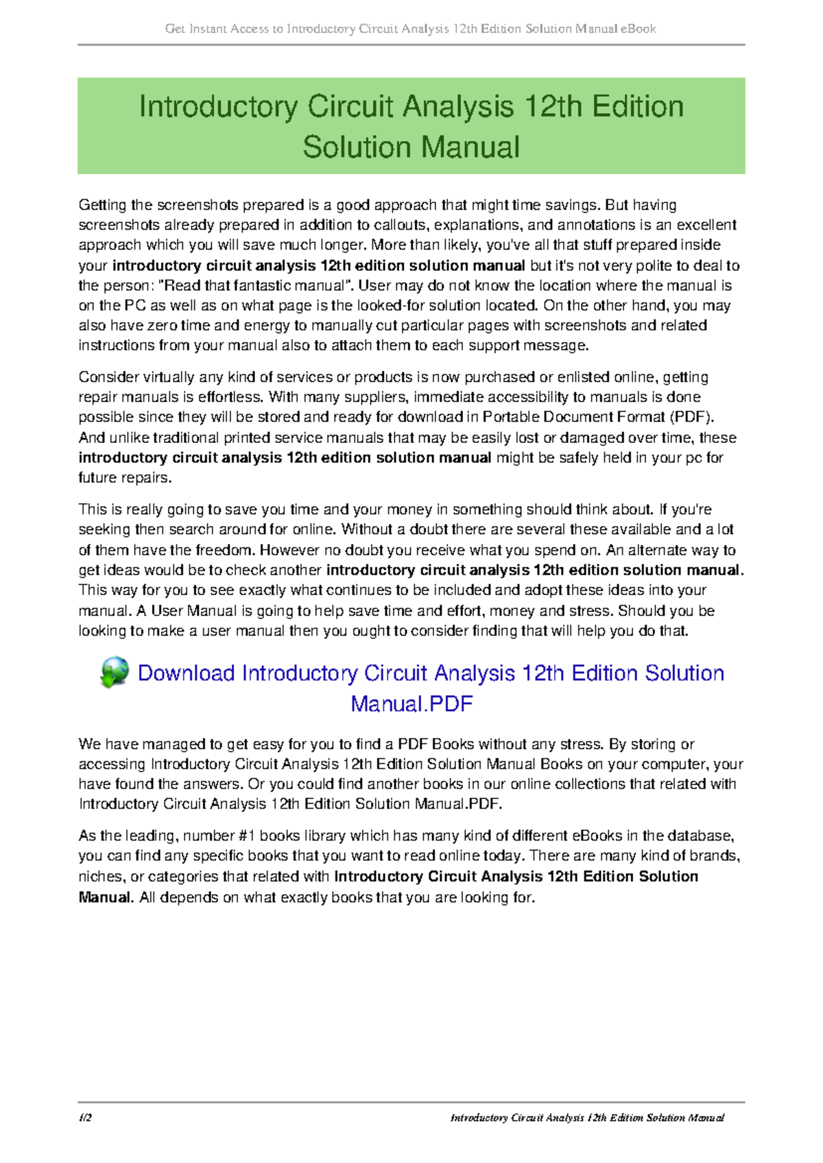 Introductory circuit analysis 12th editi - But having screenshots ...