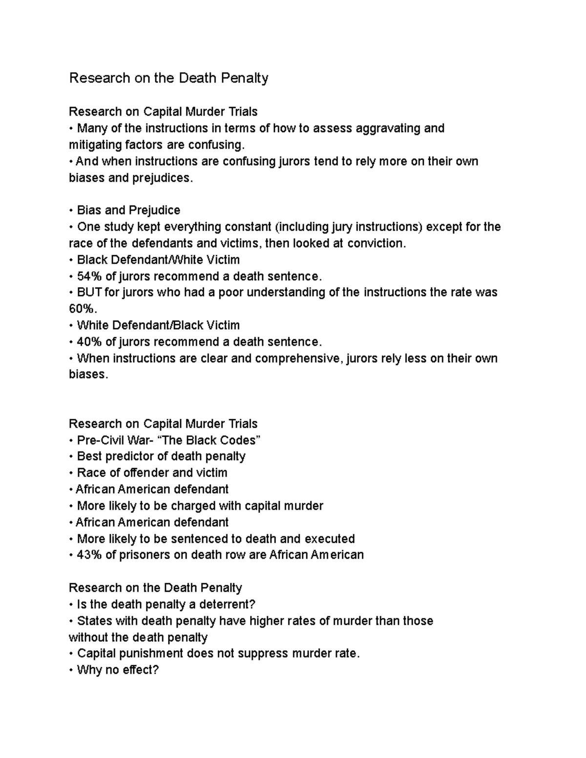 Research on the Death Penalty - Research on the Death Penalty Research ...