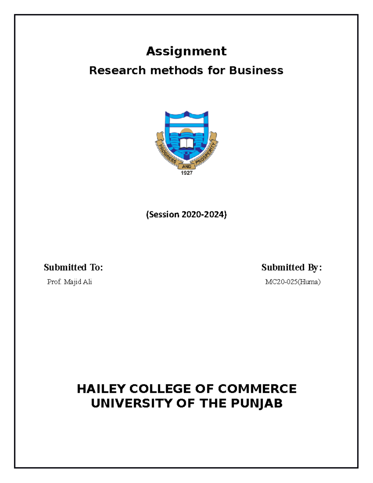 Research Paper in Business Research Methods - Assignment Research methods for Business (Session ...