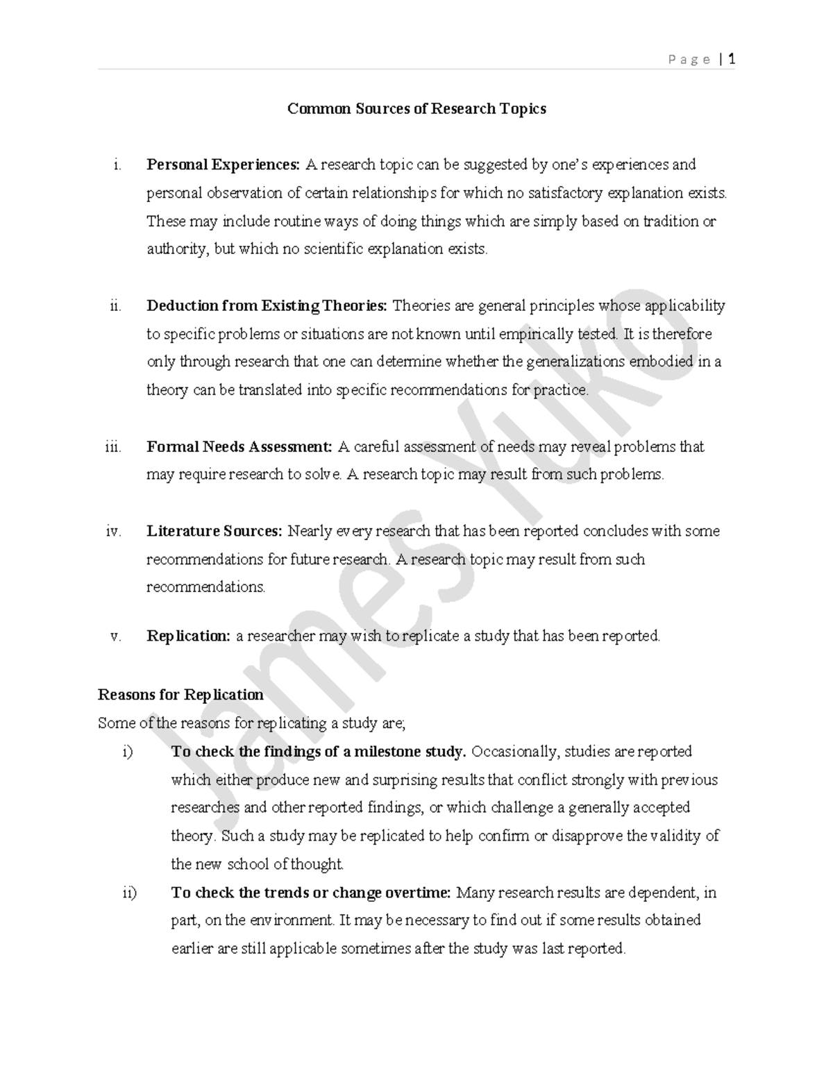 Notes Sources of Research Topic - P a g e | 1 Common Sources of ...