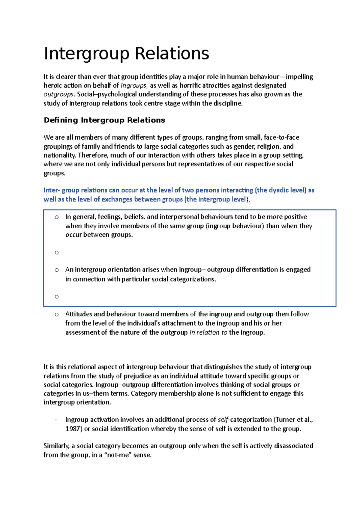 Intergroup Relations - Studocu