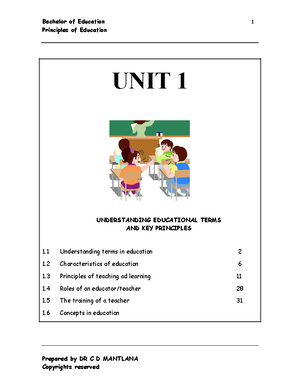 UNIT 1 POL15BO 2021 - Unit 1 - POL15BO UNIT 1 EDUCATION Education is a ...