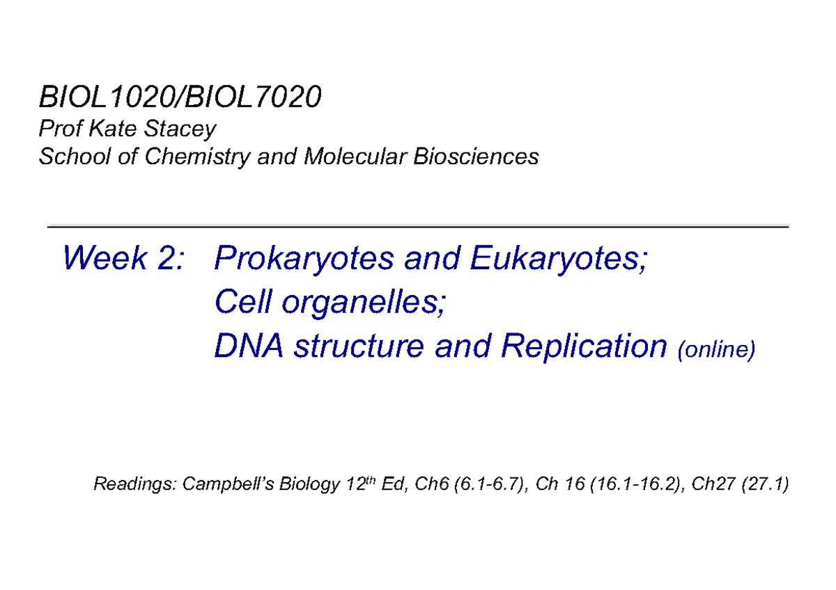 Lec 2 - week 2 lecture notes - Readings: Campbell’s Biology 12 th Ed ...