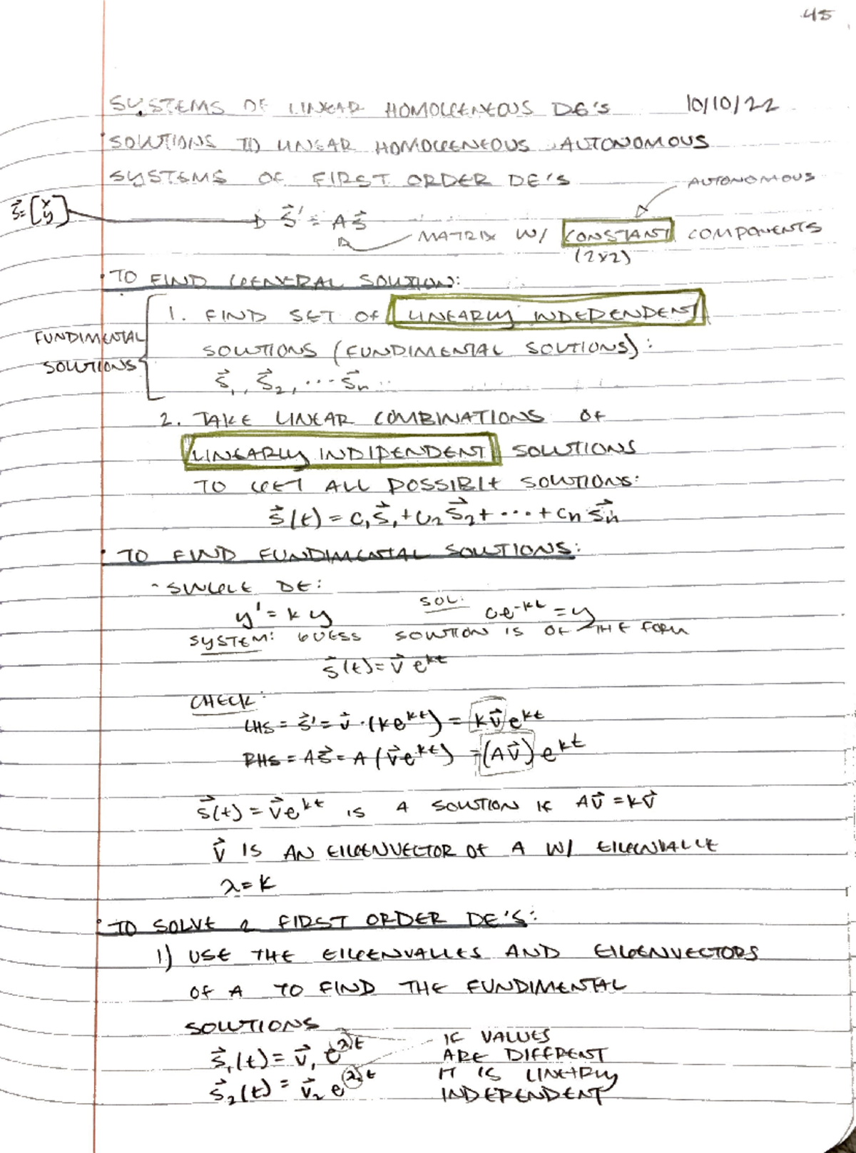 System of Linear Homogeneous DE's - MATH 333 - Studocu