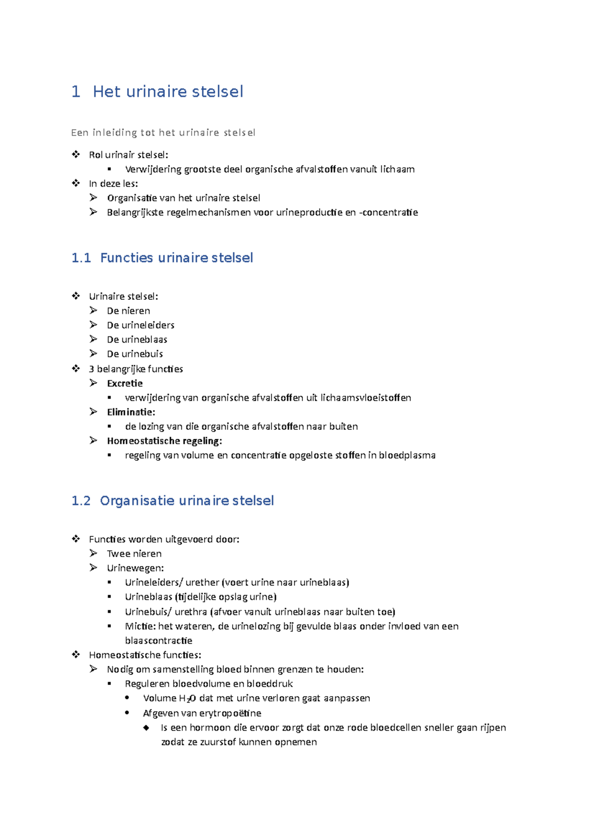 Anatomie uitscheiding (Hersteld) 1V verpleegkunde Karel De Grote - 1 ...
