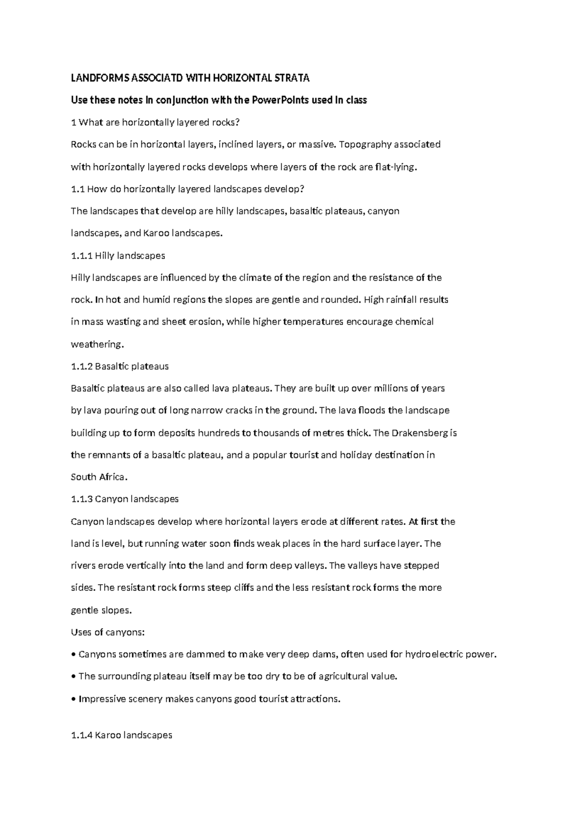 Landforms Associatd WITH Horizontal Strata - LANDFORMS ASSOCIATD WITH ...