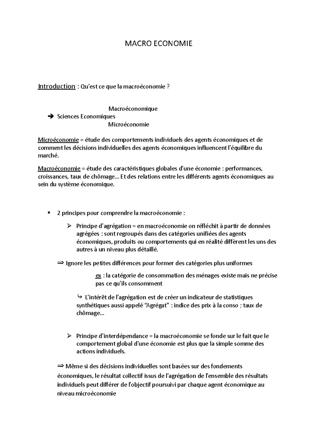 Macro Economie - MACRO ECONOMIE Introduction : Qu’est ce que la macroéconomie? Macroéconomique ...