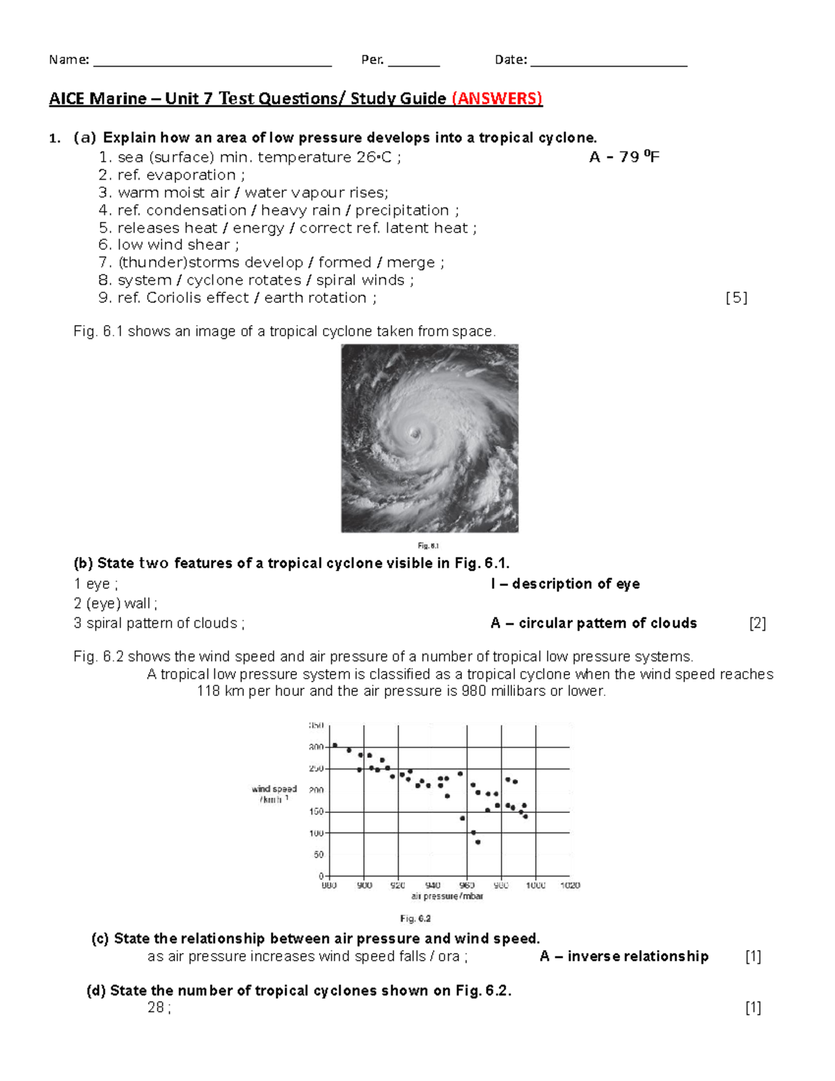 Unit 7 test questions - study guide answers - AICE Marine – Unit 7 Test ...