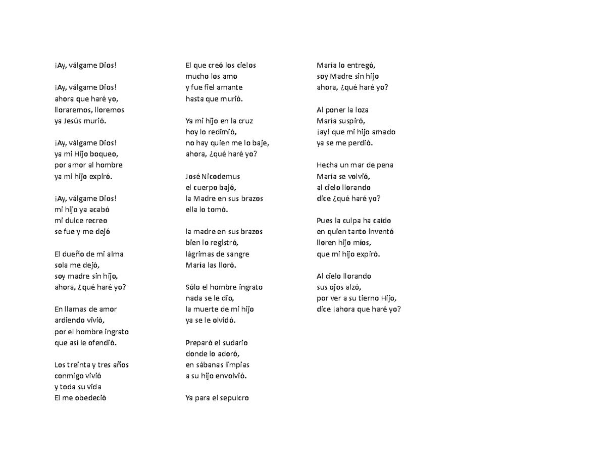 Cantos - dinmicas - ¡Ay, válgame Dios! ¡Ay, válgame Dios! ahora que ...