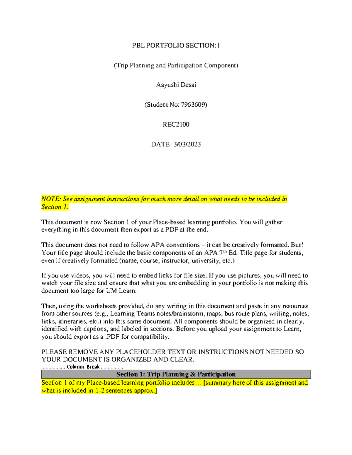 REC2100 - PBL Section 2 - study notes - REC 2100 - U of M - Studocu