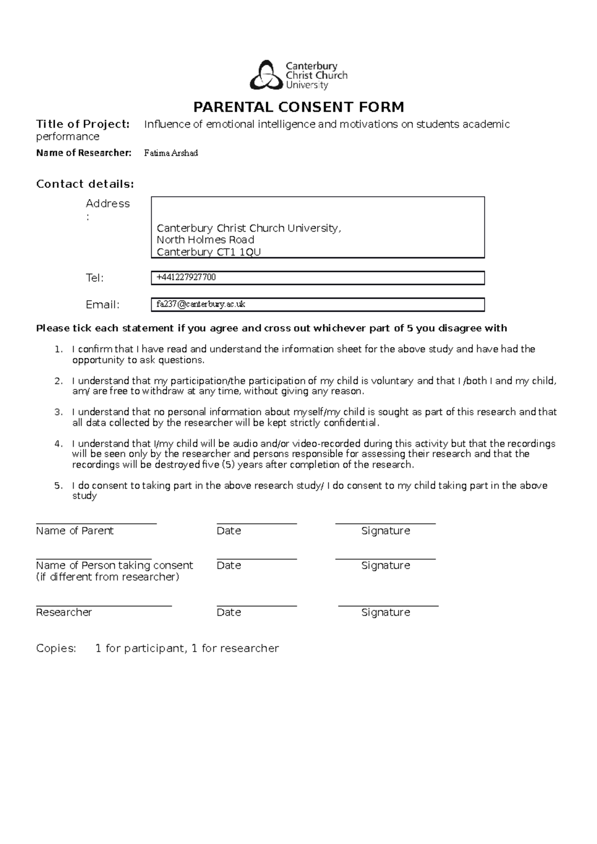 2020-21 Consent Form - Human Resources - PARENTAL CONSENT FORM Title of ...