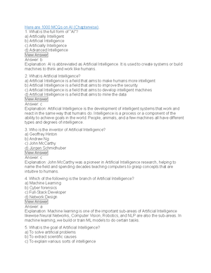 Mini Quiz 1 - Mini Quiz 1 - Mathematics for AI - Studocu