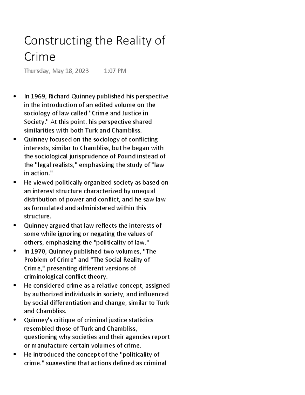 Constructing the Reality of Crime - In 1969, Richard Quinney published ... Constructing the Reality of Crime - In 1969, Richard Quinney published ...