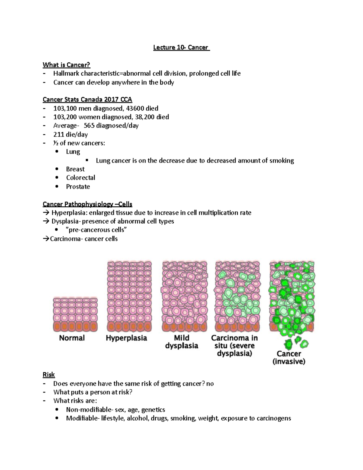 Lecture 10- Cancer - Beverly Pongracz is the professor - Lecture 10 ...