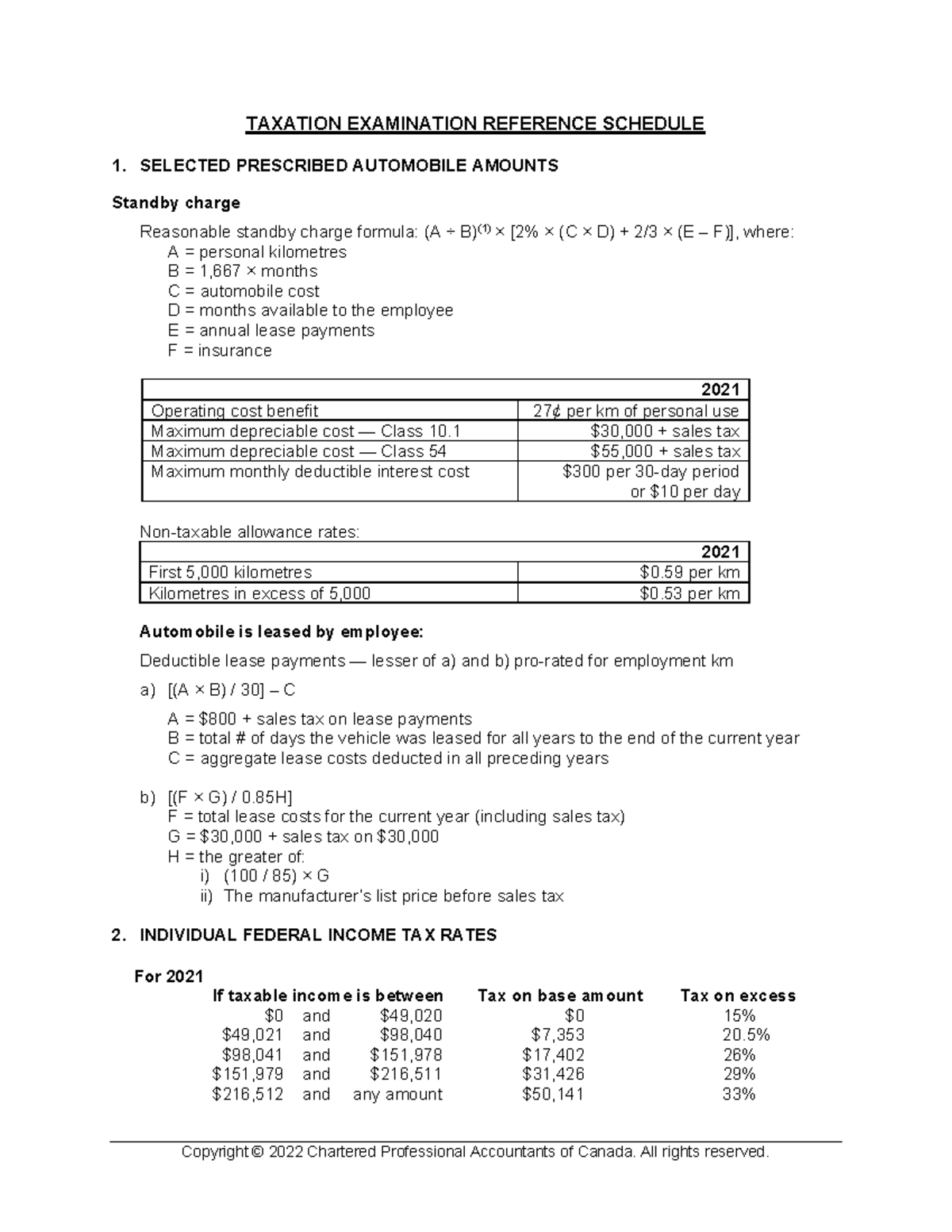 COM-2202E-TAX - Tax Reference Schedule - TAXATION EXAMINATION REFERENCE ...