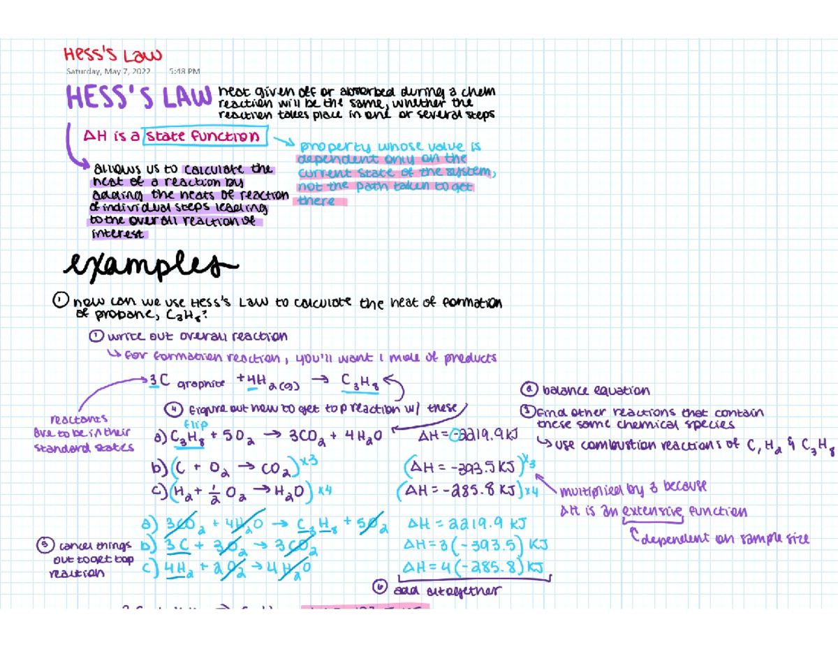Hess's law - From CLC Tutorials - CHEM 102 - Studocu