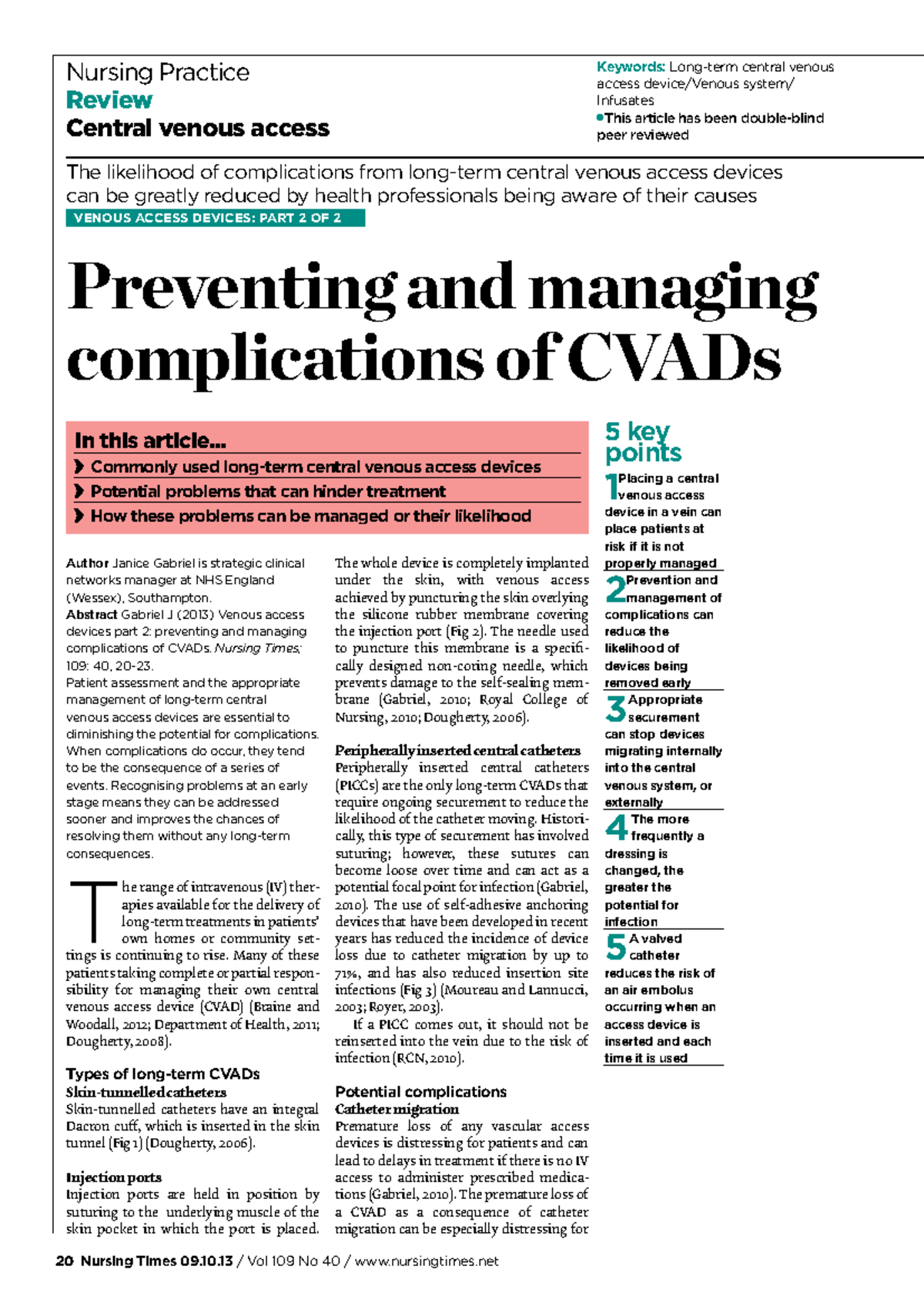 Preventing and managing complications of CVADs 091013 - 20 Nursing ...