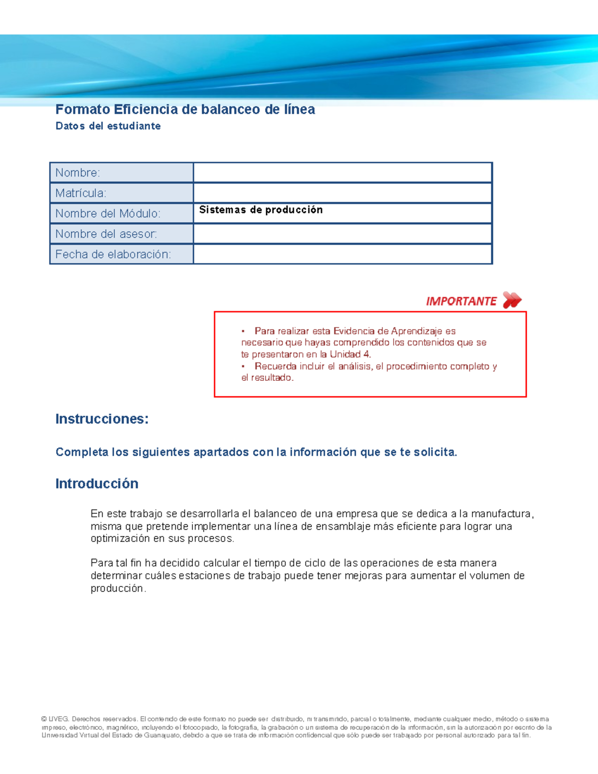 Eficiencia de balanceo de linea, sistemas de produccion - Formato ...