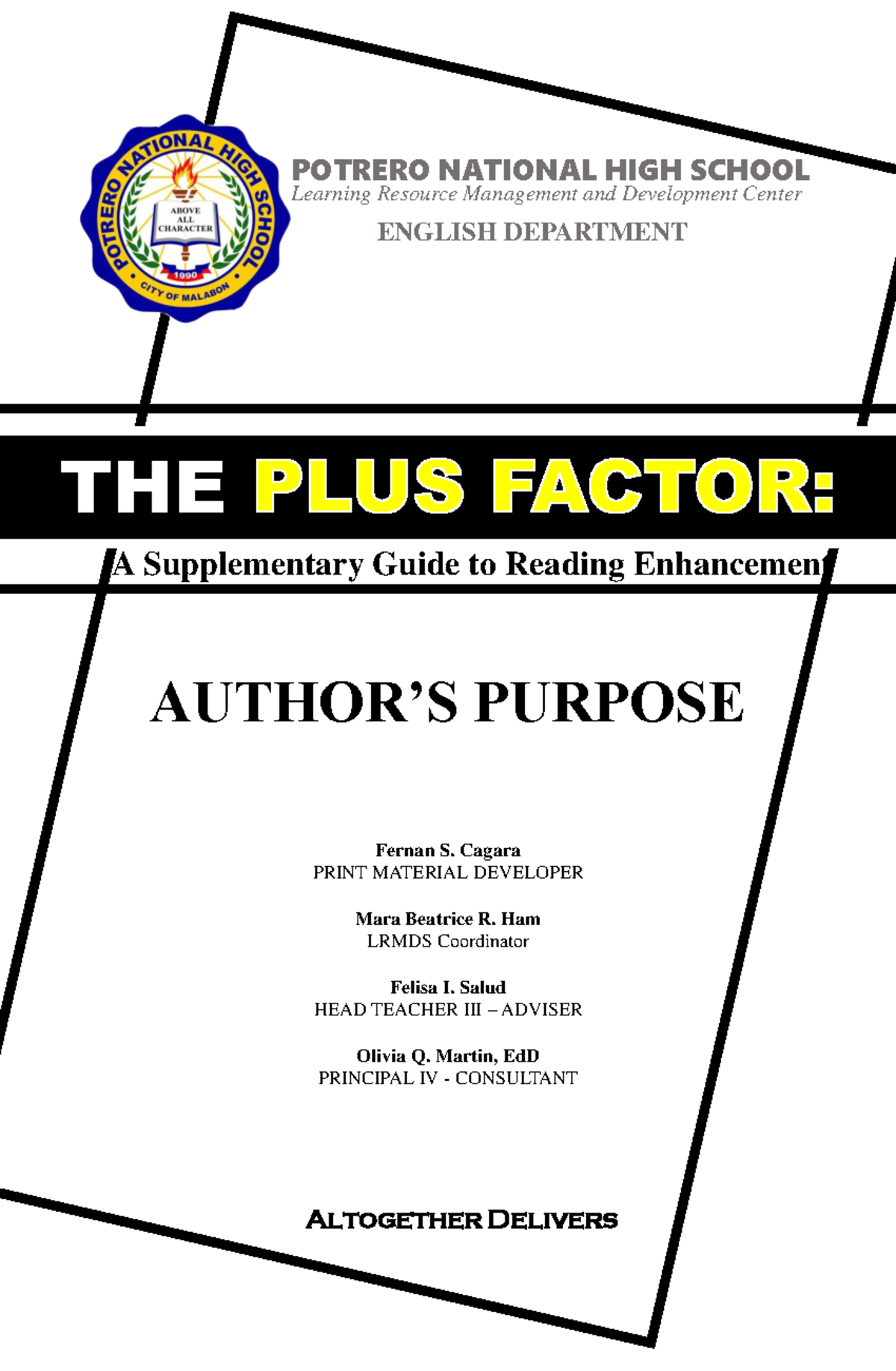 Author'S Purpose - This is a sample SIM for reading enhancement that ...