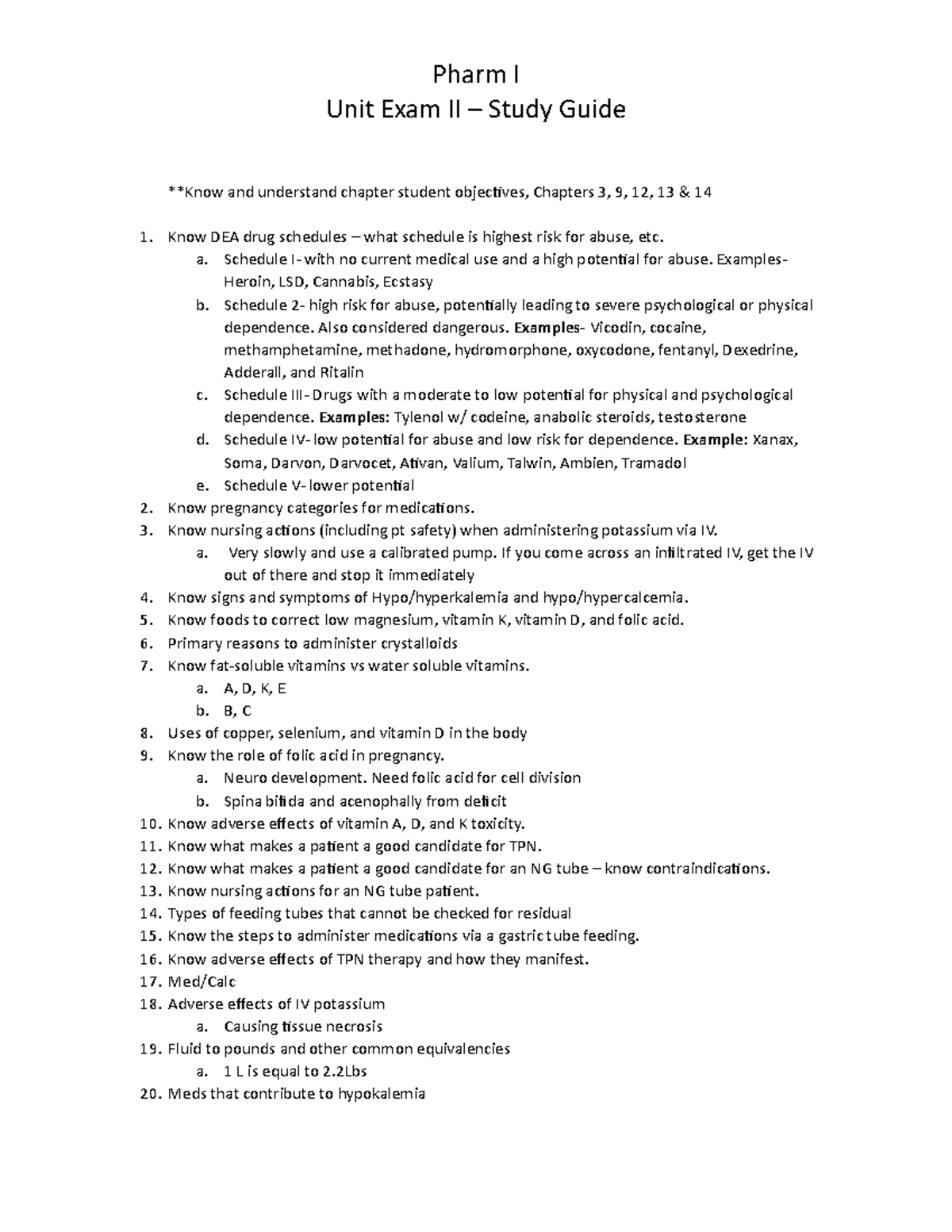 Pharm 1, Test 2 Guided Study - NURS 3221 - Georgia Southern - Studocu