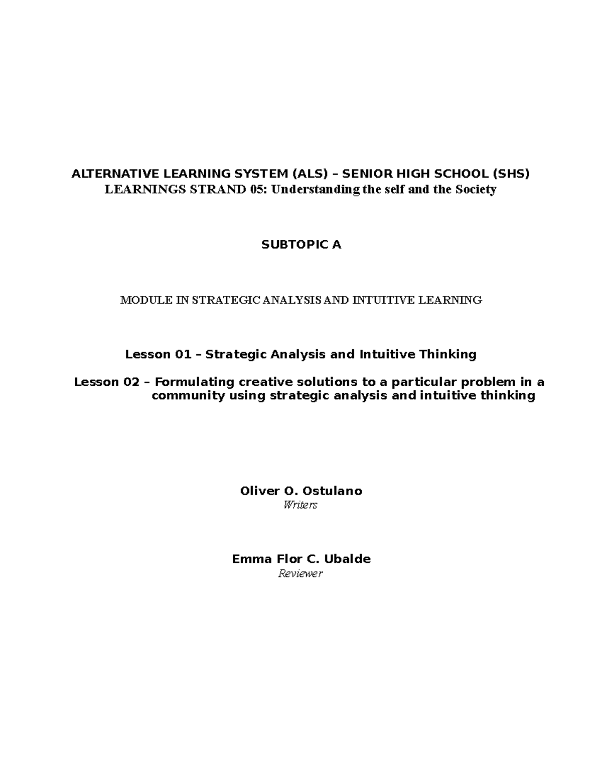 LS5A Module A 4 - personal development - ALTERNATIVE LEARNING SYSTEM ...