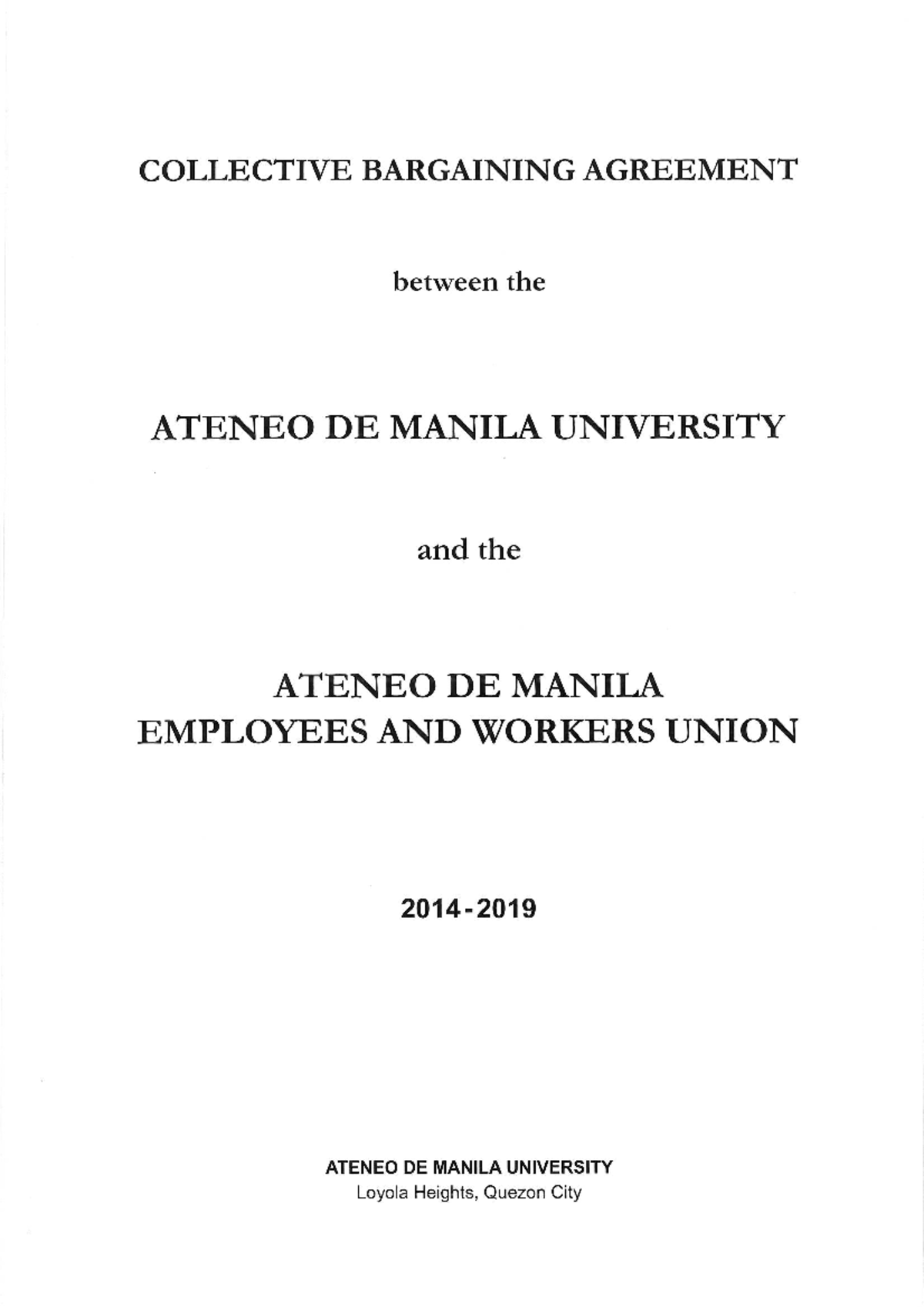 CBA-2014-2019 - Collective Bargaining Agreement - AB Political Science ...