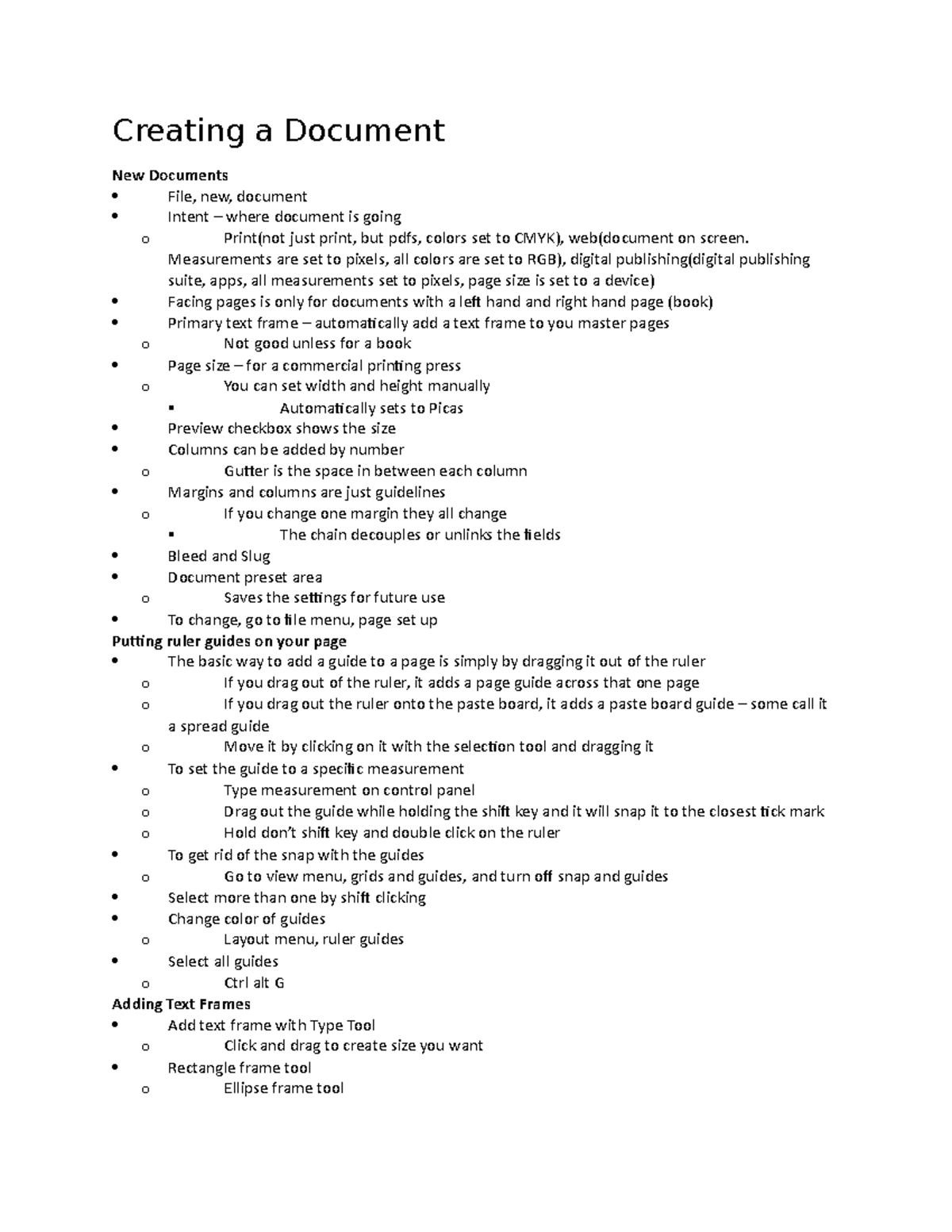 Creating a Document - InDesign - Ryan Moeller - Creating a Document New Documents File, new ...
